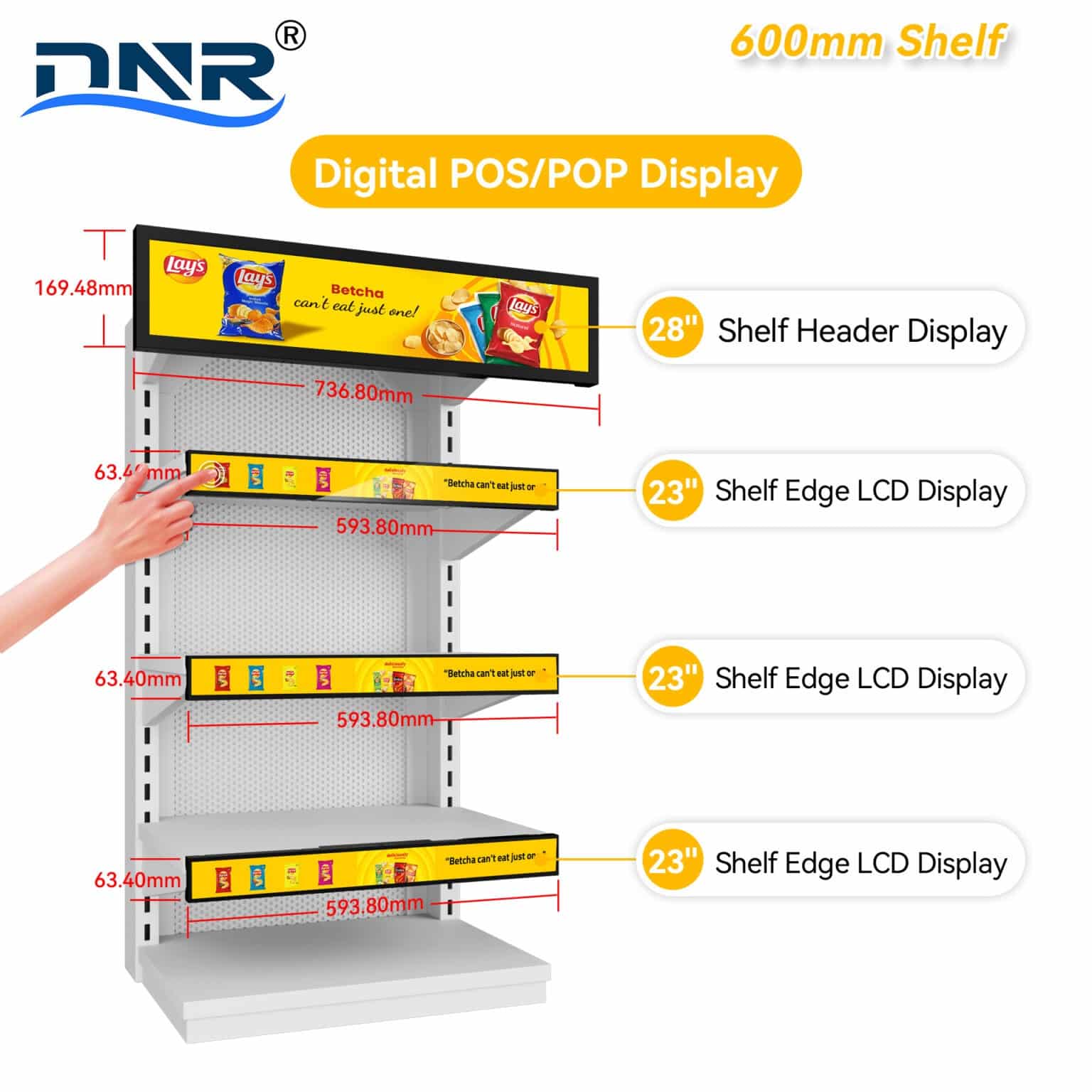 23.1inch Digital Shelf Edge LCD Display with Tempered Glass Capacitive ...