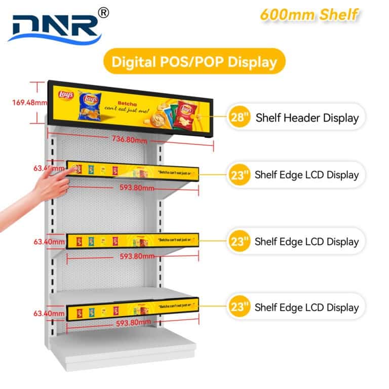 23.1inch Digital Shelf Edge LCD Display with Tempered Glass Capacitive ...