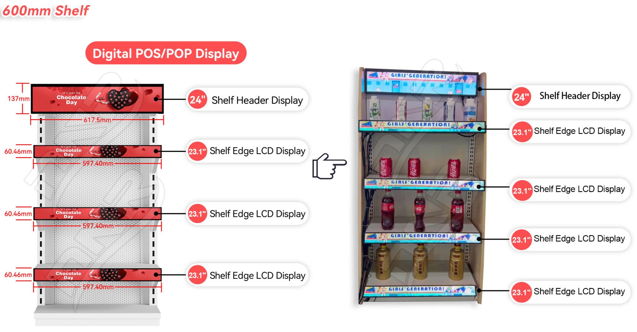 600mm Shelf - DNR Retail Digital Signage Displays for sale
